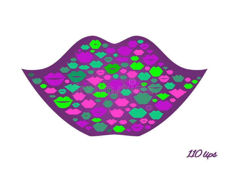 Lips Shape Made with Vector Kisses Stock Vector - Illustration of ...