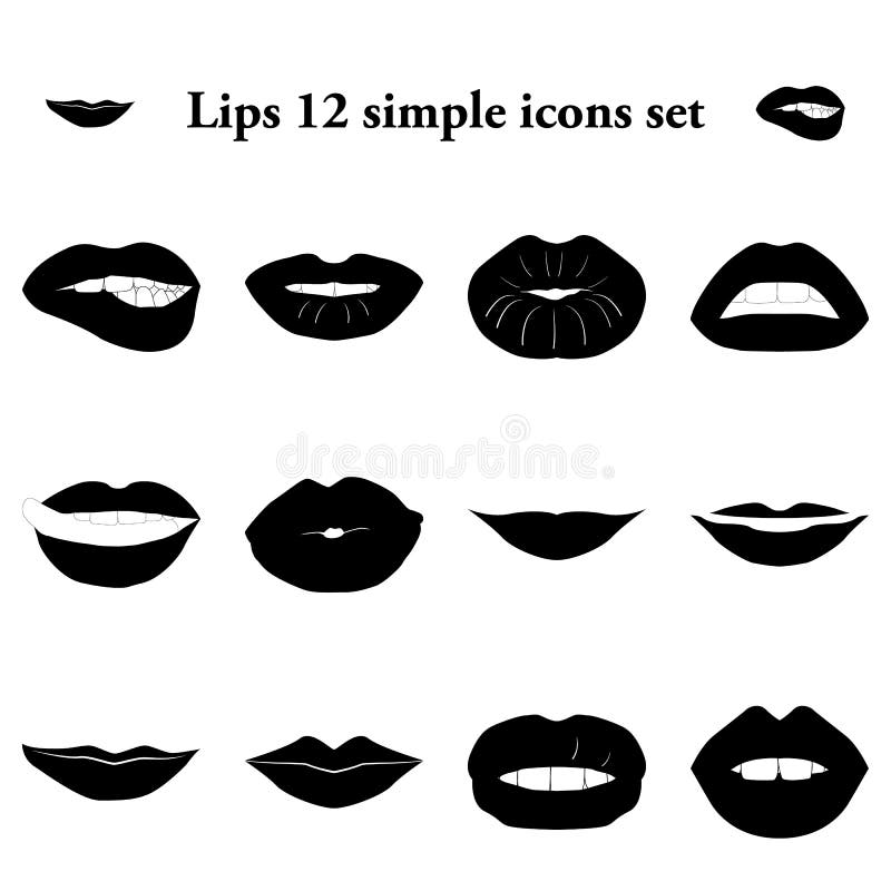 Lips 12 simple icons set stock vector. Illustration of collection ...