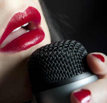 Lips Singing Music in Microphone Stock Image - Image of black, blues ...