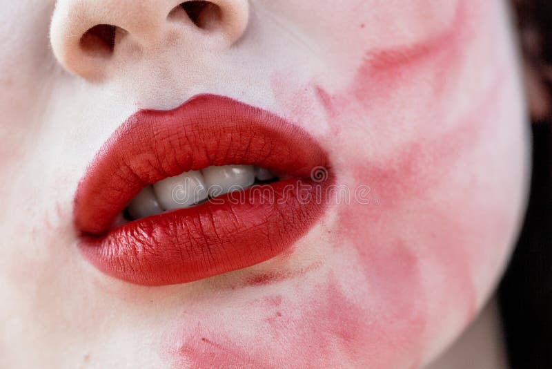 Lips with Smeared Lipsticks Stock Photo - Image of multiple, lipstick ...