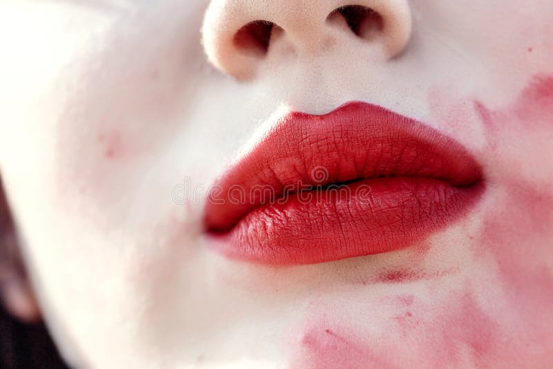 Lips with Smeared Lipsticks Stock Photo - Image of multiple, lipstick ...