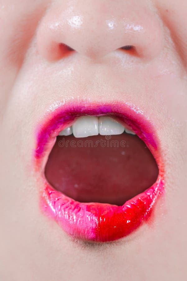 Lips with Smeared Lipsticks Stock Photo - Image of multiple, lipstick ...