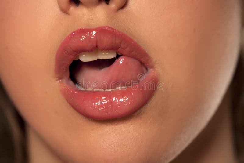 Lips and a tongue stock photo. Image of color, makeup - 84488354