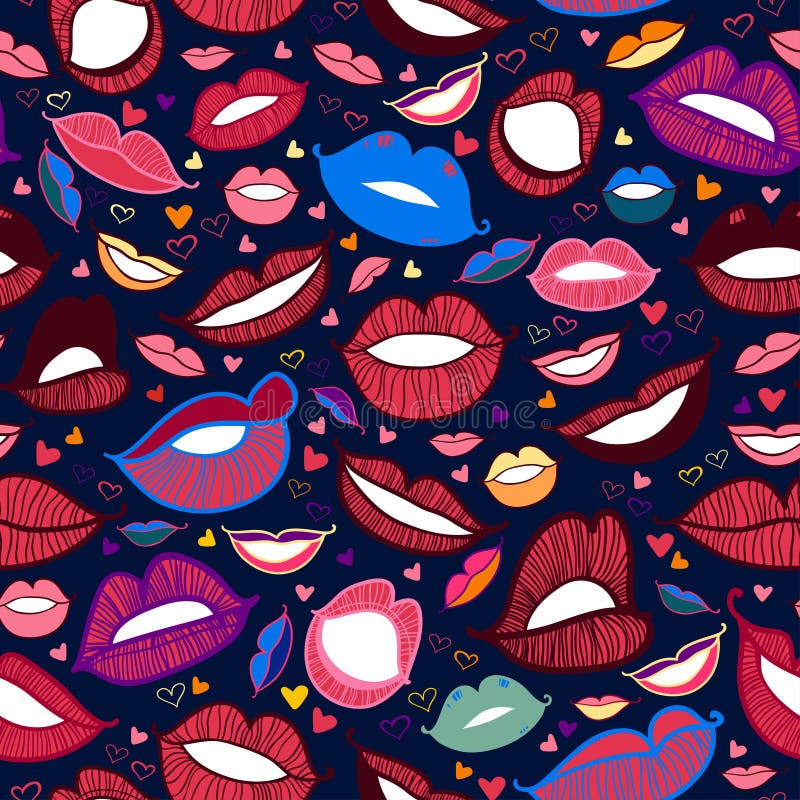 Lips Vector Seamless Pattern Stock Illustration - Illustration of ...