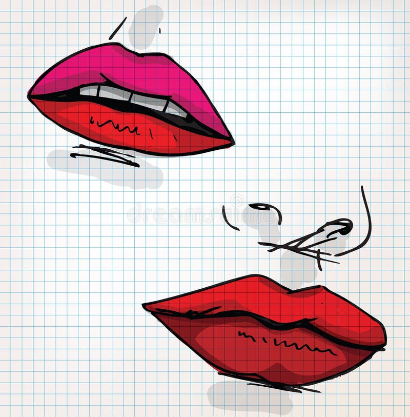 Lips of Woman Sketch Illustration Stock Vector - Illustration of drawn ...