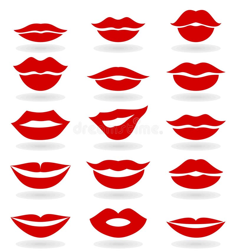 Set of red lips - vector stock vector. Illustration of hatching - 58841197