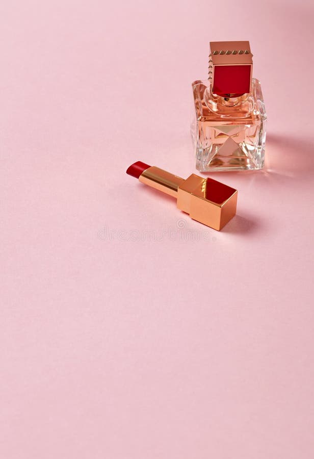 Lipstick Ans Perfume on Pink Stock Image - Image of accessory, cuture ...