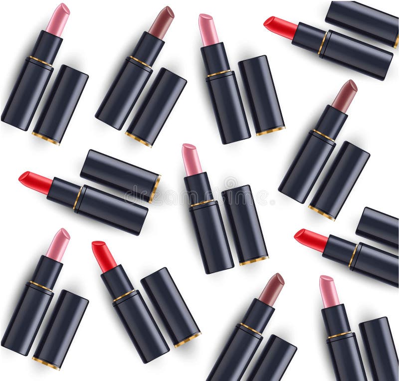 Lipstick Beauty Collection Template Vector. Realistic Cosmetics ...
