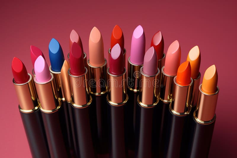 Lipstick on a Black Background. Different Lipstick Shades Arrangement ...