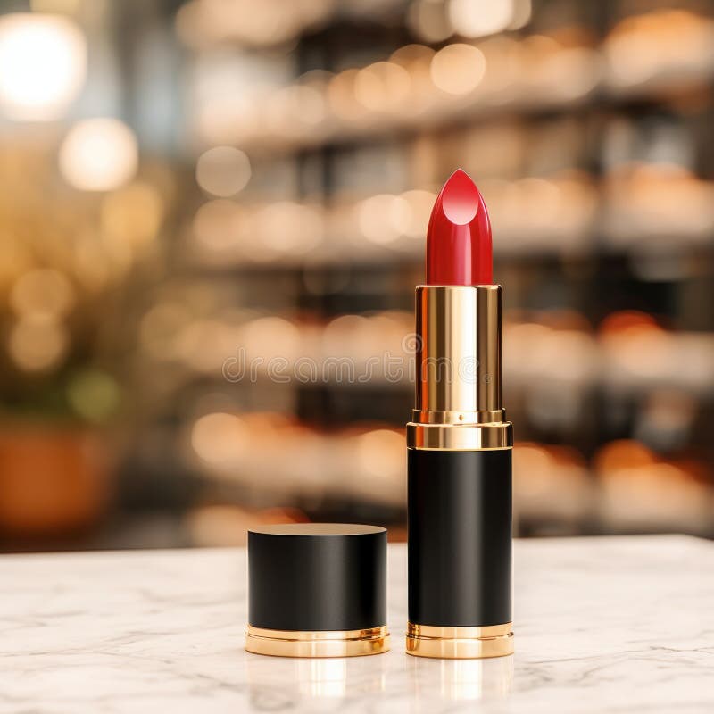 Lipstick with Blank Front, Realistic on a Mockup Template in a Table in ...