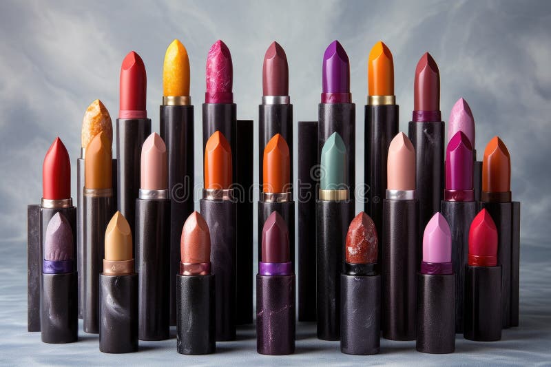 Lipstick Collection with Various Shades Stock Illustration ...