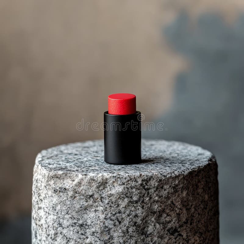 Lipstick on Grey Stone with Copy Space for Text, 3d Render Stock ...