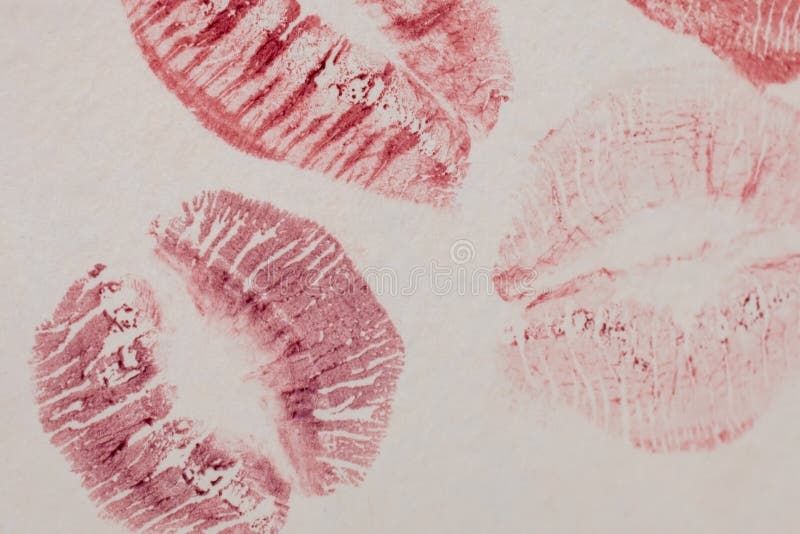 Lipstick Imprints on White Paper, Closeup of Photo Stock Image - Image ...