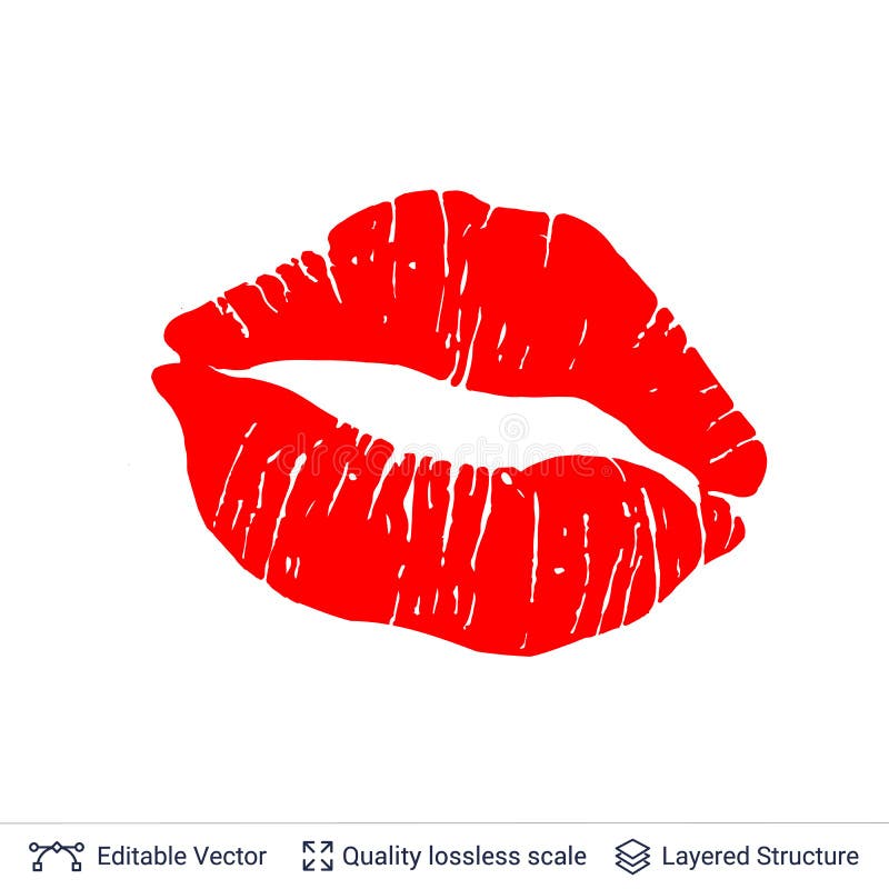 Red Lips Print Isolated on White Background. Stock Vector ...