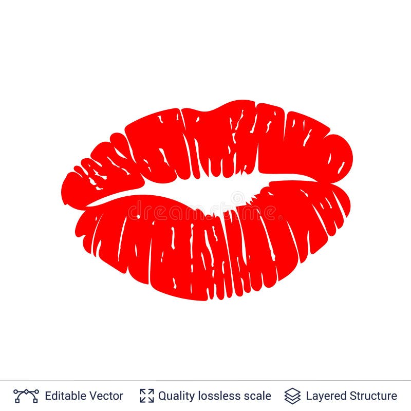 Red Lips Print on White Background. Stock Vector - Illustration of ...