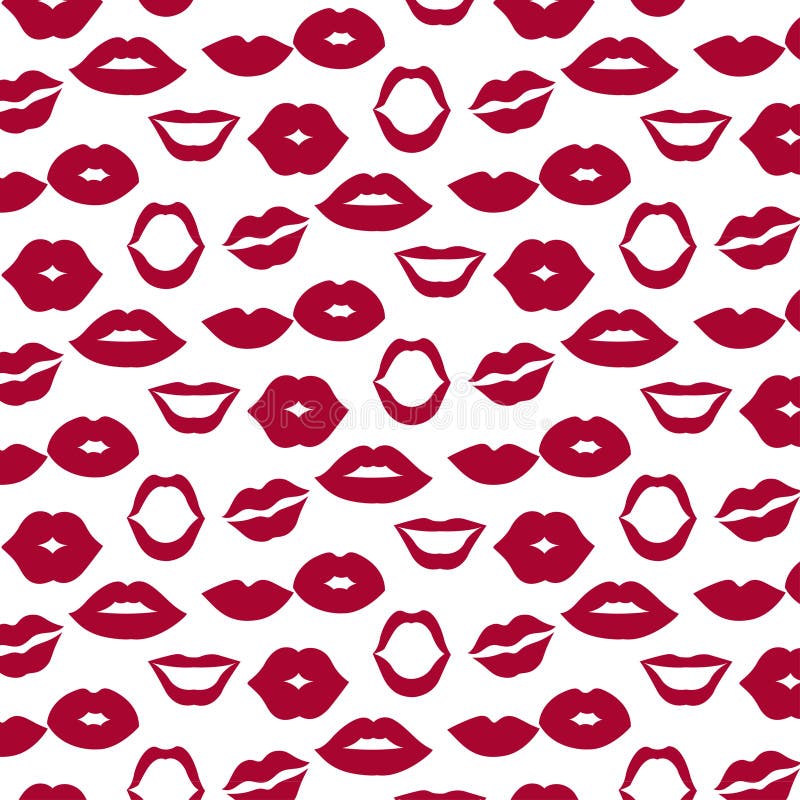 Lipstick and Lips Cartoon Silhouette Seamless Pattern Stock Vector ...