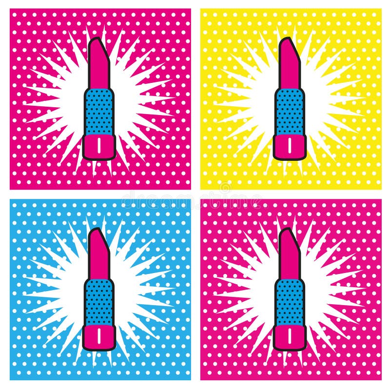 Open Wet Red Lips with Teeth Pop Art Set Backgrounds Stock Illustration ...