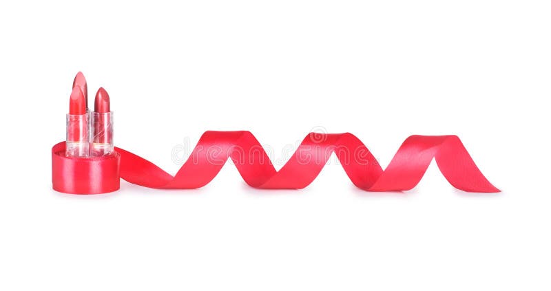 Lipstick with ribbon stock image. Image of frame, gloss - 75035877