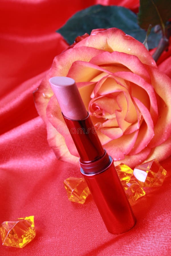 Lipstick and rose stock photo. Image of fashion, sprig - 43460916