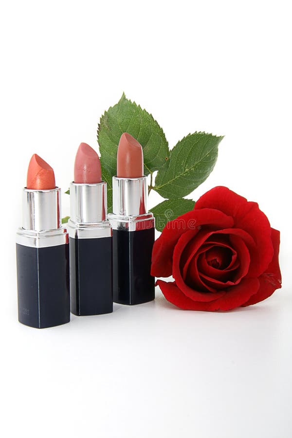 Lipstick and rose stock image. Image of facial, isolated - 9523025