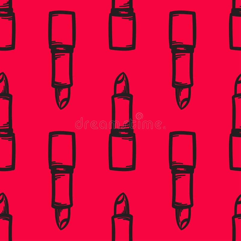 Lipstick Seamless Pattern Vector Hand Drawn Stock Vector - Illustration ...