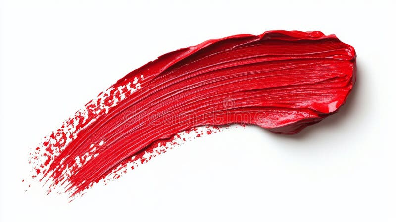 A Lipstick Smear Swatch with a Bright Red Color, Isolated on a White ...