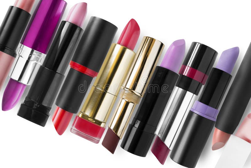 Lipstick on White Background Stock Photo - Image of colors, berry ...