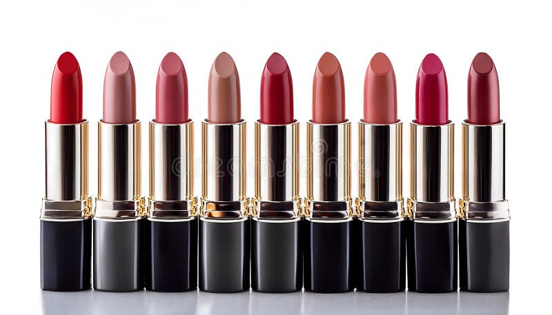 Lipsticks Composition Isolated on White Background a Row of Make-up ...