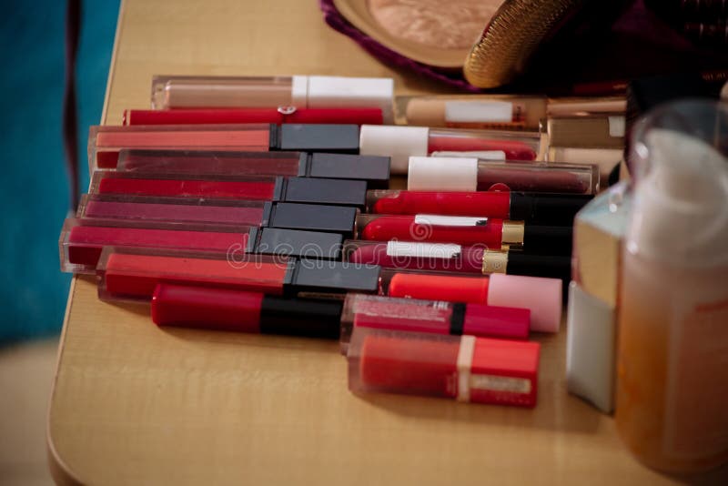Lipsticks of Different Shades of Red Stock Image - Image of artist ...