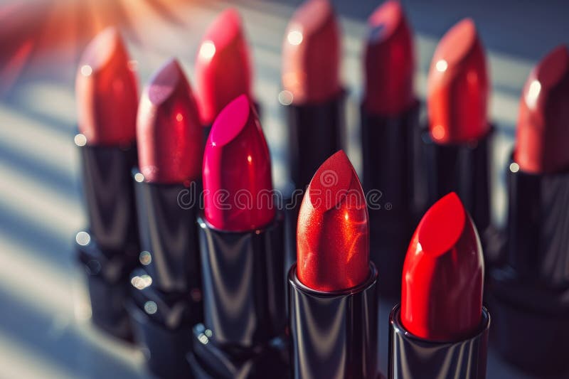 Lipsticks Standing Upright Showing Variety of Colors Stock Image ...