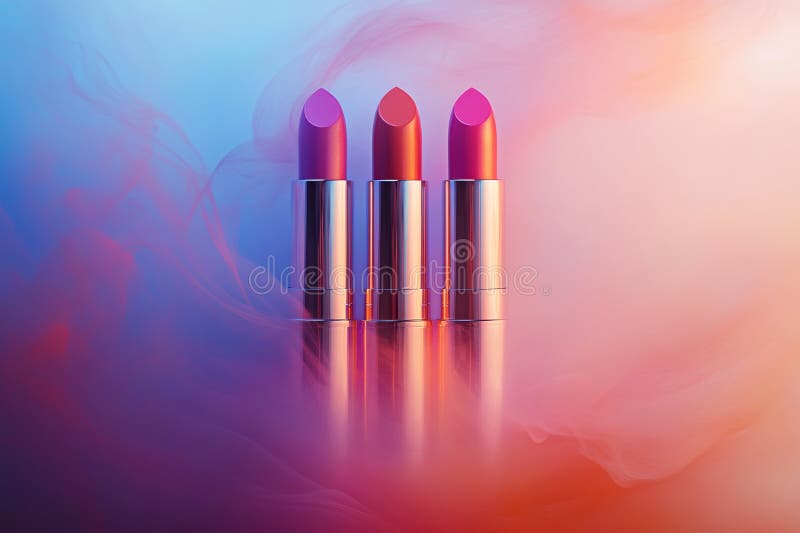 Lipsticks Suspended Over a Soft, Gradient Blend of Abstract Pastel ...