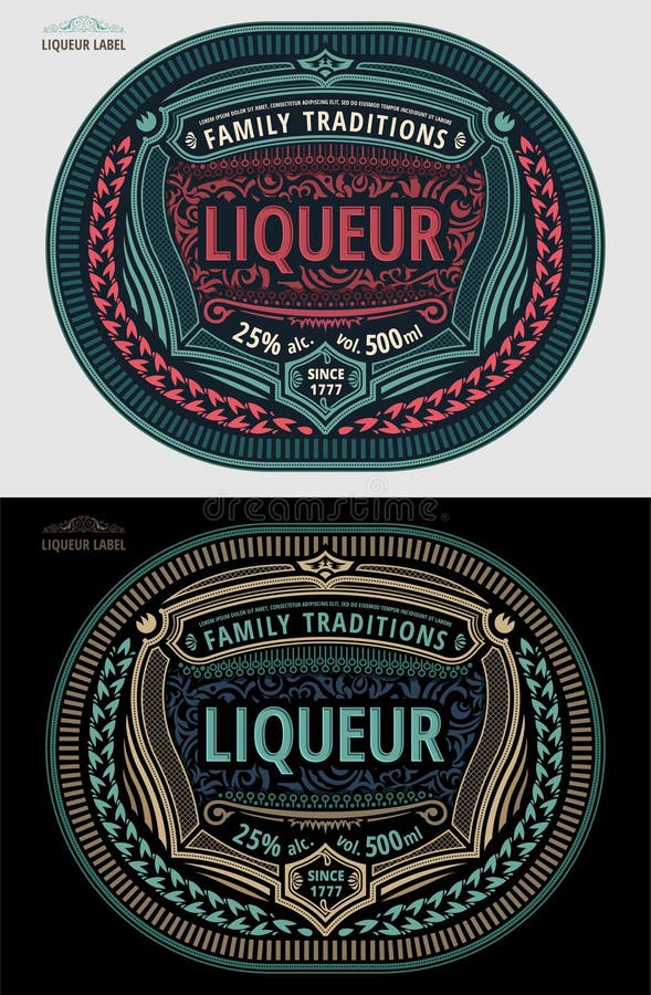 Liqueur Label, Modern Style Typographic Template, Beverage Package ...