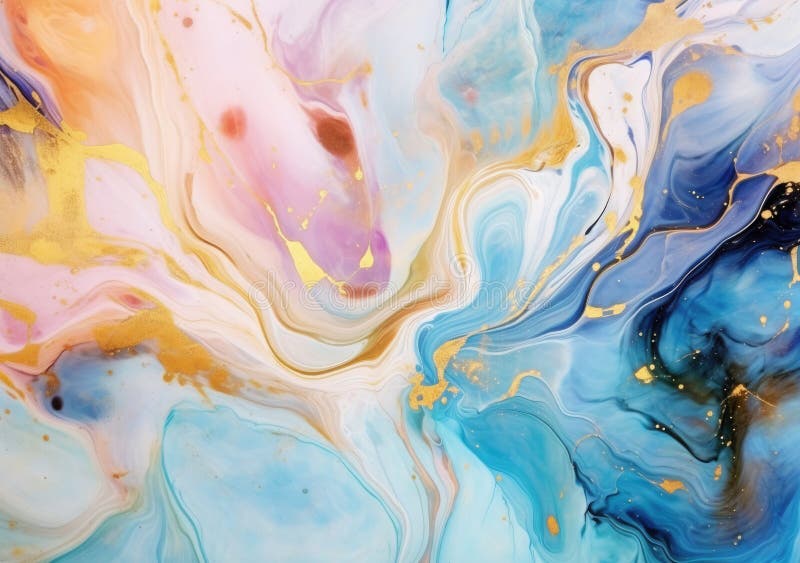 Liquid Abstract Marble Painting Background Print with Rose Gold Glitter ...