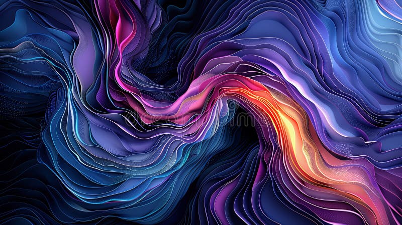 Liquid Abstract Waves Graphic in the Style of Neon Impressionism, Fluid ...