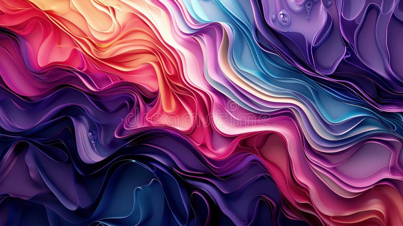 Liquid Abstract Waves Graphic in the Style of Neon Impressionism, Fluid ...