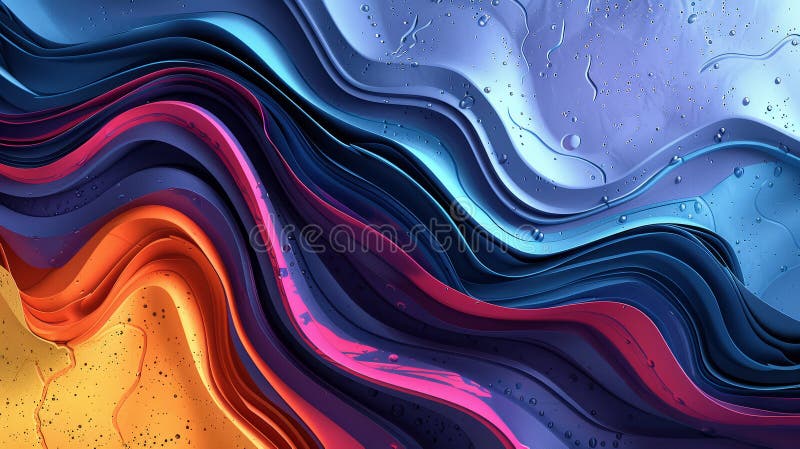 Liquid Abstract Waves Graphic in the Style of Neon Impressionism, Fluid ...