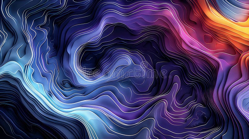 Liquid Abstract Waves Graphic in the Style of Neon Impressionism, Fluid ...