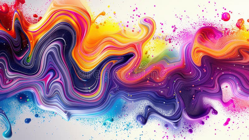 Liquid Abstract Waves Graphic in the Style of Neon Impressionism, Fluid ...