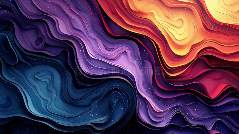 Liquid Abstract Waves Graphic in the Style of Neon Impressionism, Fluid ...