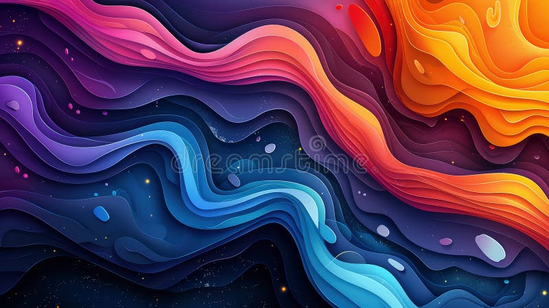 Liquid Abstract Waves Graphic in the Style of Neon Impressionism, Fluid ...