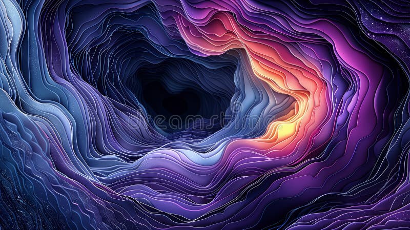 Liquid Abstract Waves Graphic in the Style of Neon Impressionism, Fluid ...