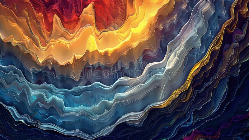 Liquid Abstract Waves Graphic in the Style of Neon Impressionism, Fluid ...