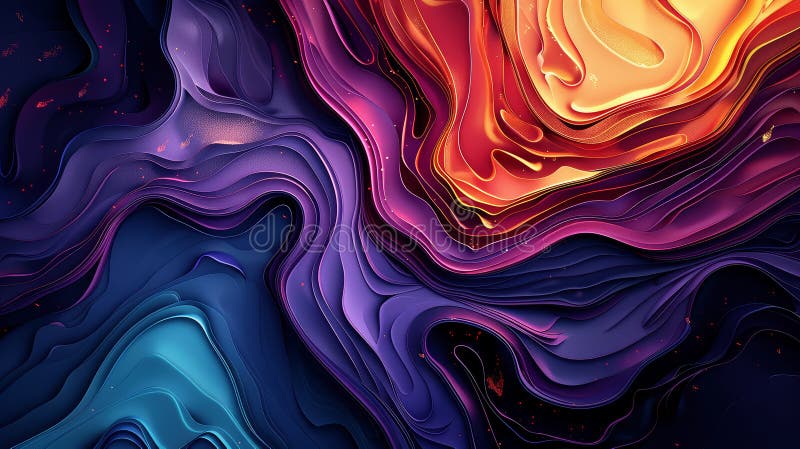 Liquid Abstract Waves Graphic in the Style of Neon Impressionism, Fluid ...