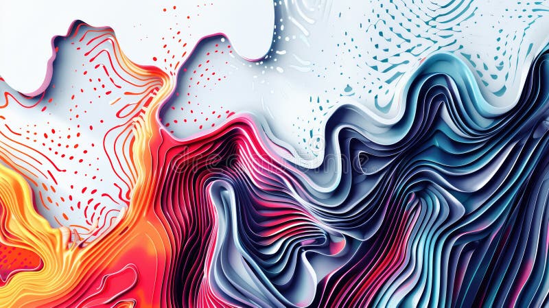 Liquid Abstract Waves Graphic in the Style of Neon Impressionism, Fluid ...