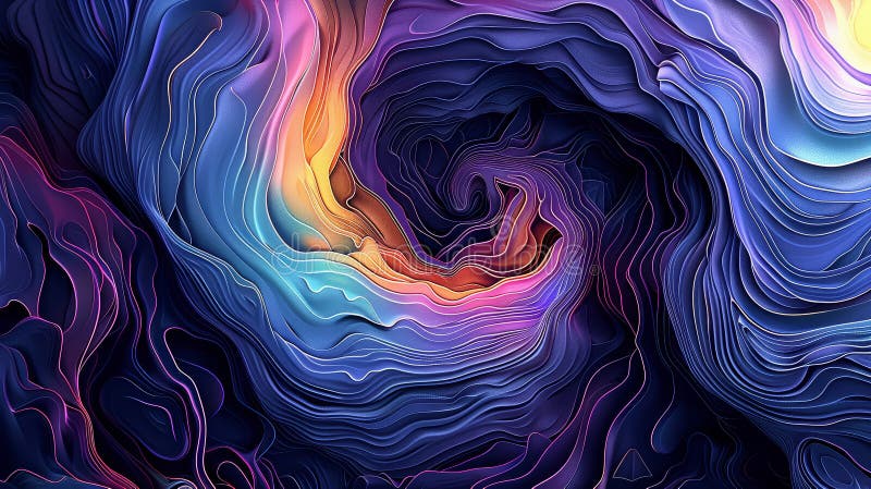 Liquid Abstract Waves Graphic in the Style of Neon Impressionism, Fluid ...