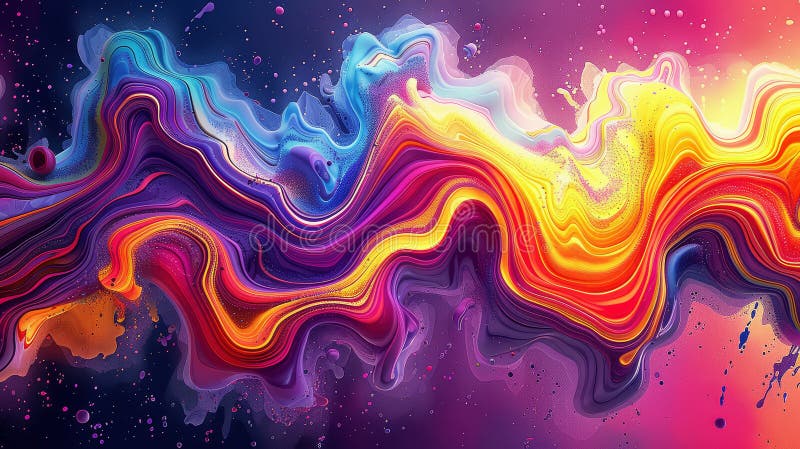 Liquid Abstract Waves Graphic in the Style of Neon Impressionism, Fluid ...