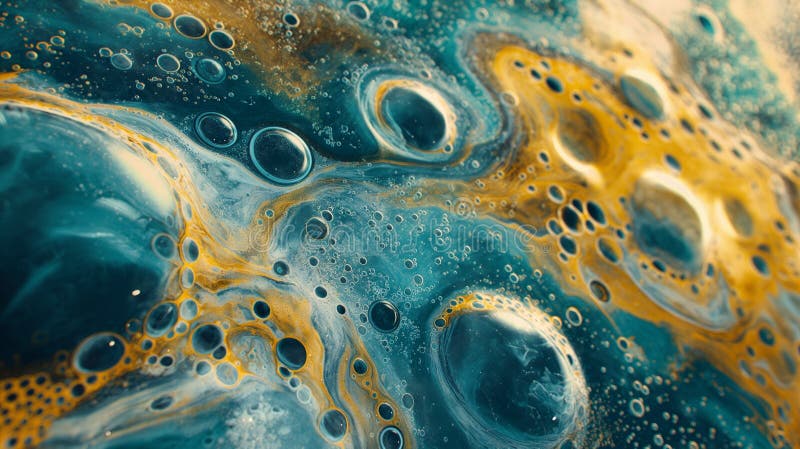 Liquid Acid Texture Bubble Fluid Blue Yellow Gloss Stock Illustration ...