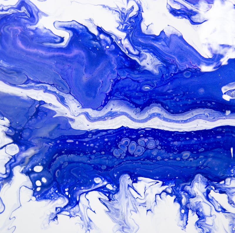Liquid Acrylic Blue with White. Fluid Art Stock Photo - Image of ...
