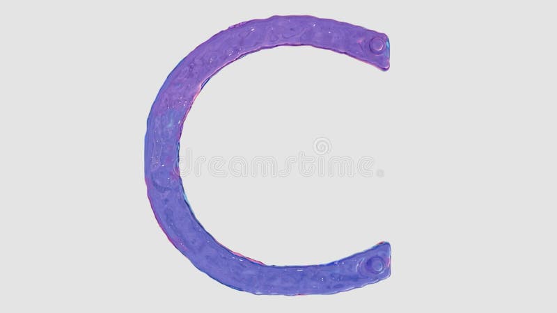 Liquid Alphabet: Letter C Made from Pink and Blue Animated Liquid Flows ...