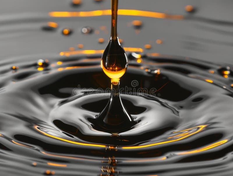 Liquid Amber Droplet Impact Stock Photo - Image of golden, tranquil ...